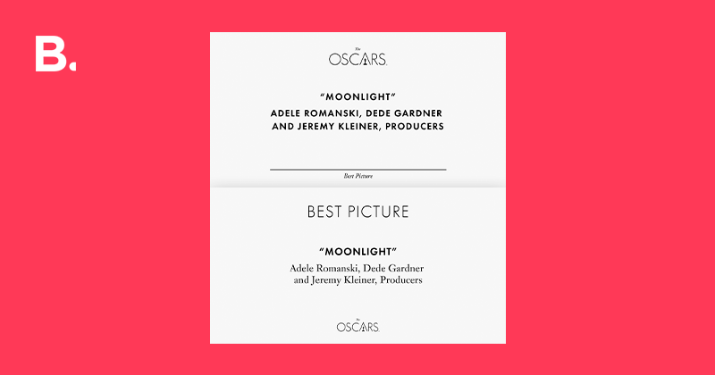 Designer Offers Improvements on Oscar Award Cards — Bird In Flight